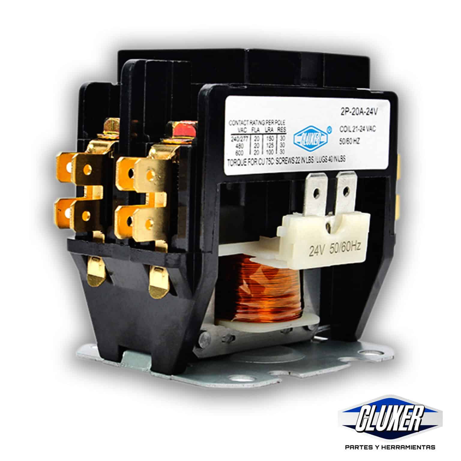 Contactor 2 Polos 20Amps, Bobina 21-24 Mod: CXC2P20A24